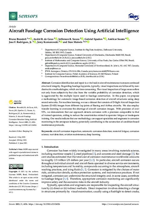Pdf Aircraft Fuselage Corrosion Detection Using Artificial Intelligence