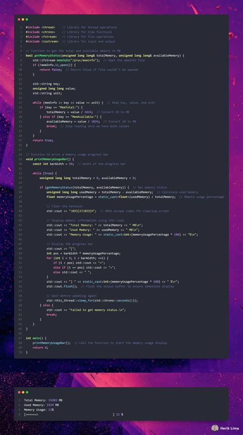 Herik Lima On Linkedin Rammonitor C Linux Globalmemorystatusex