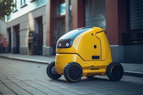Premium AI Image Cuteness Meets Advanced Technology An Automated Delivery Robot Standing In A