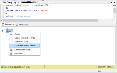 banco de dados exportar consulta no sql server para arquivo csv