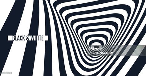줄무늬에 의한 기하학적 배경입니다 착시가 있는 흑백 모던 패턴 브로셔 연례 보고서 잡지 포스터 프레젠테이션 전단지 또는 배너에 대한 3d 벡터 일러스트레이션 패턴에 대한