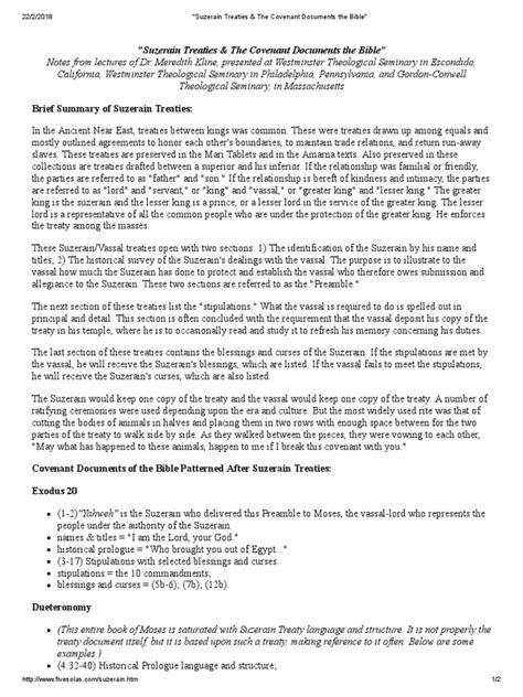The Biblical Covenants As Suzerain Treaties An Analysis Of The