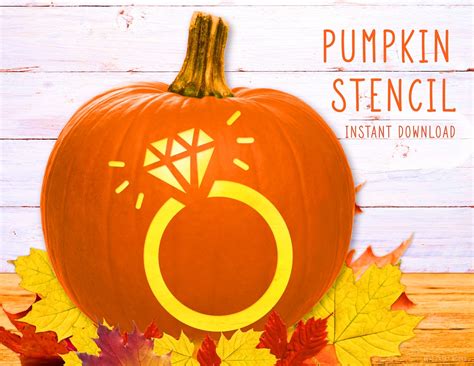 Engagement Ring Pumpkin Stencil Wedding Ring Printable Stencil Jack O