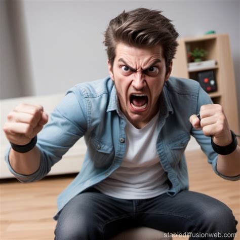 Angry Person Throwing Game Controller Stable Diffusion Online