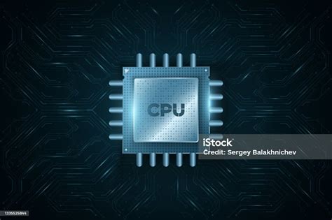 빛나는 컴퓨터 회로 기판 이나 마더 보드에 디지털 현대 마이크로 칩 Cpu 미래지향적인 고성능 프로세서 데이터베이스 프로세스