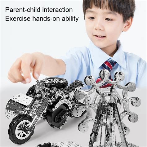 Side Tricycle Motorcycle High Difficulty Building Block Adults Handmade Assembly Power Strip