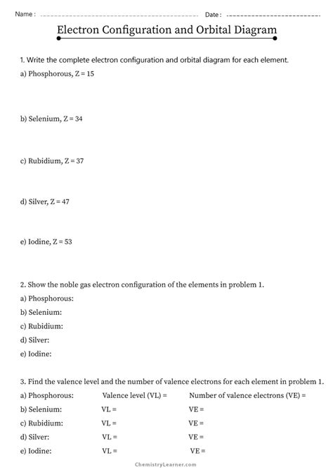 Electron Configuration And Orbital Diagram Worksheet Ground Or Excited