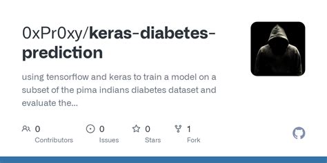 Github Xpr Xy Keras Diabetes Prediction Using Tensorflow And Keras To Train A Model On A