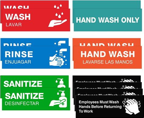Wash Rinse Sanitize Sink Labels Employee Must Wash Hands Signs Sticker
