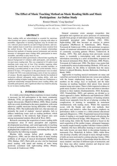 Pdf The Effect Of Music Teaching Method On Music Reading Skills And Music Participation An
