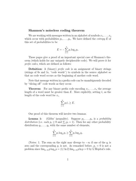 Shannons Noiseless Coding Theorem Pdf String Computer Science Code