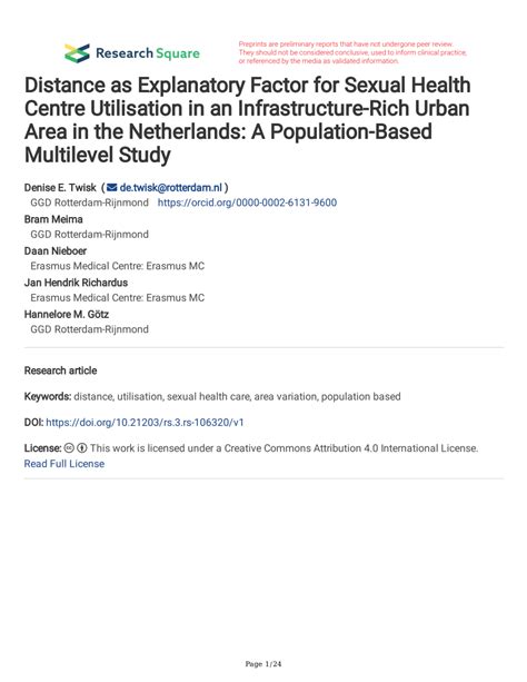 Pdf Distance As Explanatory Factor For Sexual Health Centre