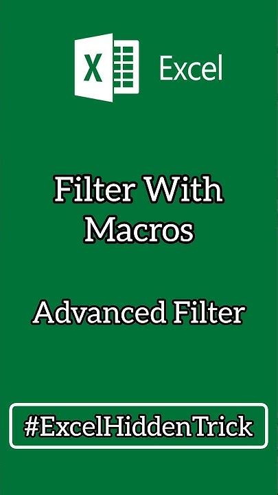 Filter With Macros In Excel Excel Vba Advancedexcel Shorts Youtube