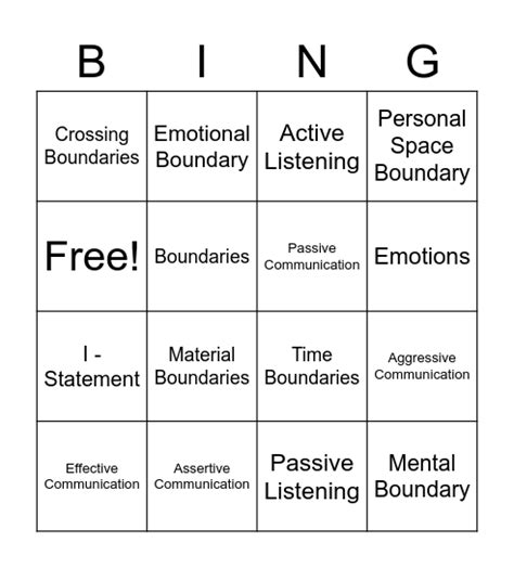 Communication Bingo Card