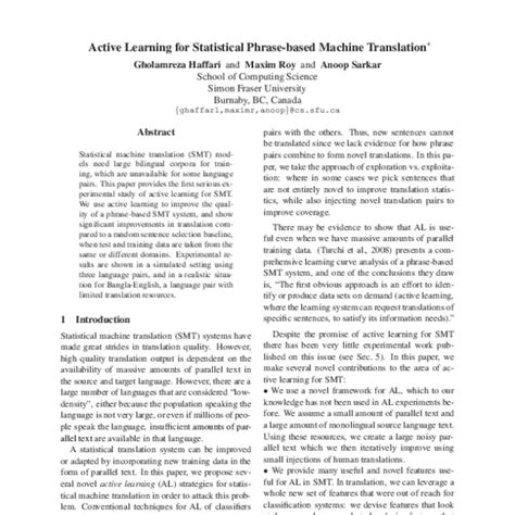 Active Learning For Statistical Phrase Based Machine Translation Acl Anthology