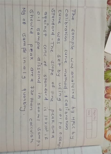 Solved The Sample Was Analysed By Hplc By Calibration Curve