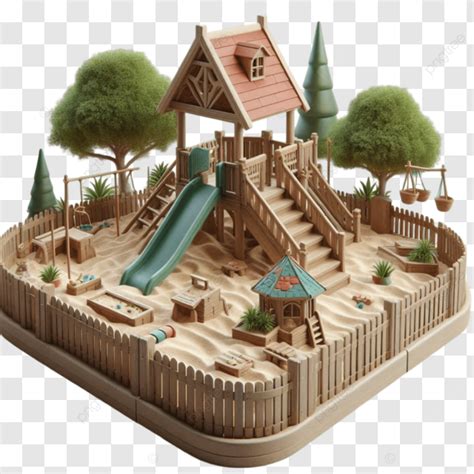 놀이터 스윙 시티 아이소메트릭 미니어처의 3d 렌더링 놀이터 그네 도시의 3d 렌더링 아이소메트릭 미니어처 세밀화 Png