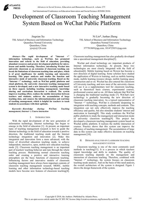 pdf development of classroom teaching management system based on