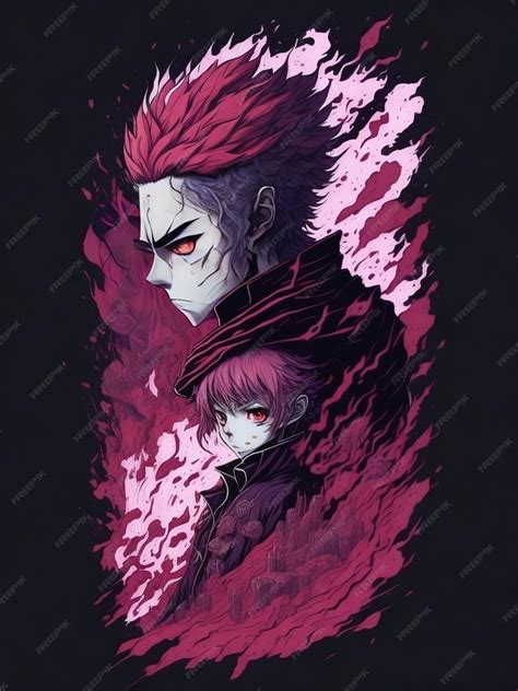 Ryomen Sukuna Jujutsu Kaisen의 Dark Magic 스플래쉬 아트 프리미엄 사진