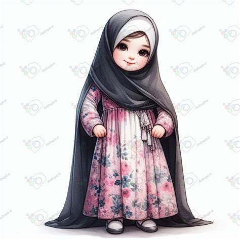 بک گراند کودکانه دختر کوچولوی ناز چادری با پیراهن یاسی گلدار کد 42443 ویژه عکس گراف عکس گراف