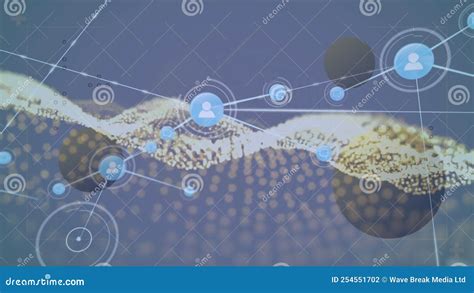 Animation Of Network Of Connections With Icons Over Sky With Clouds Stock Footage Video Of