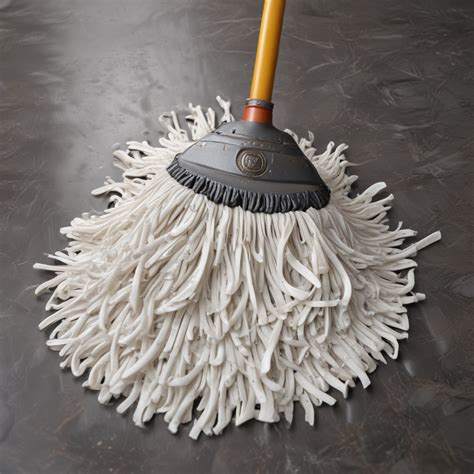 A Close Up View Of A Classic Mop With Fluffy White Fibers
