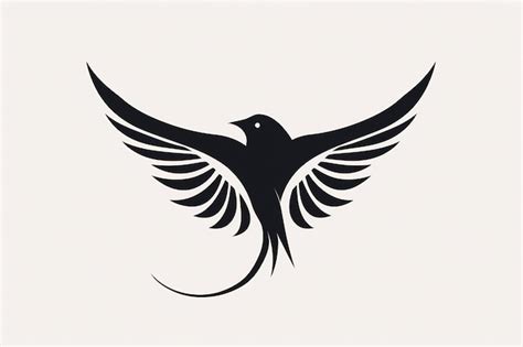 черно белый рисунок птицы с черным контуром Премиум Фото