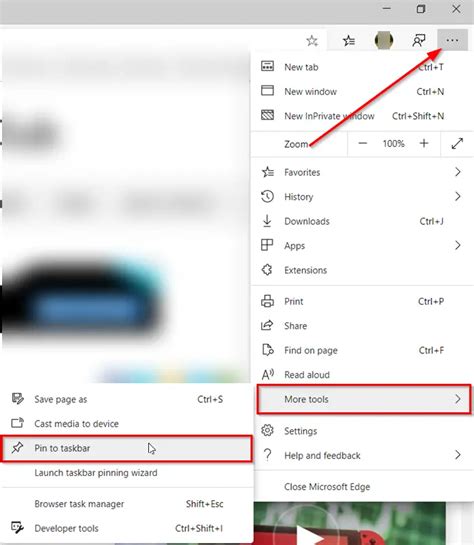 Pin Website To Taskbar Or Start Menu Using Edge In Windows