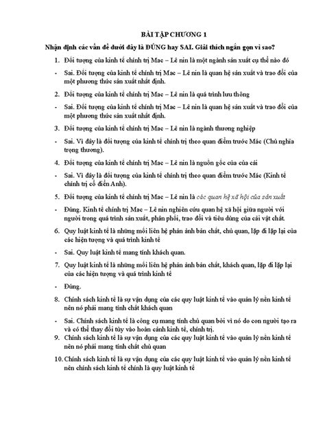Bt Ktct Bt Ktct BÀi TẬp ChƯƠng 1 Nhận định Các Vấn đề Dưới đây Là ĐÚng Hay Sai Giải Thích