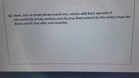 Solved Q2 ﻿insert Into An Empty Binary Search Tree