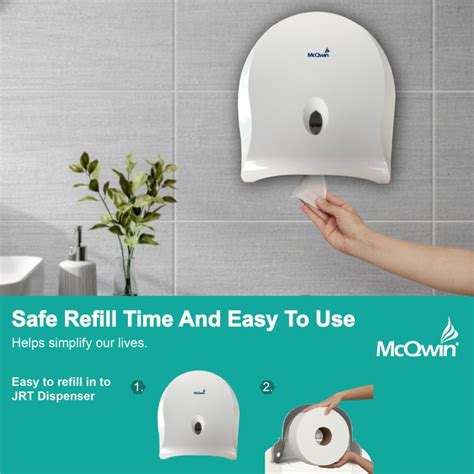 Mcqwin 2 Ply Jrt Jumbo Roll Tissue 130m Embossed Per Roll 12 Roll