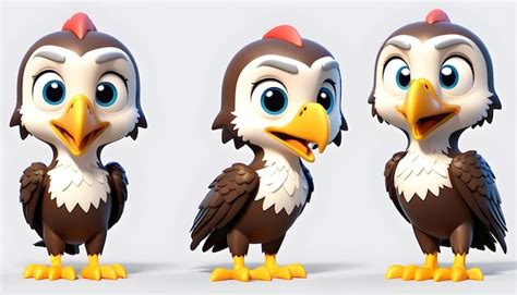 Premium Photo 3d Eagle Character Set