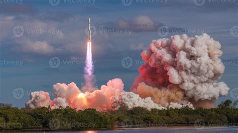 Rocket Launch Creates Colorful Smoke At Kennedy Space Center Florida
