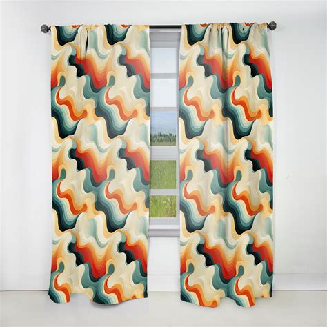 Design Art Nostalgic Mod Waves Mid Century Curtain Velvet Room