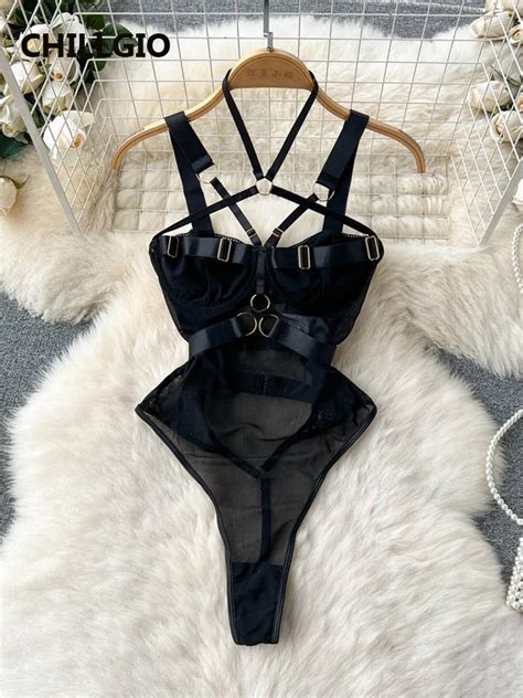 Chillgio Women Bodysuits Lingerie Sexy Fashion Sleepwear Hollow