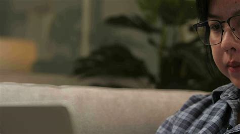 Close Up Young Adult Asian Woman Freelance Data Scientist Work