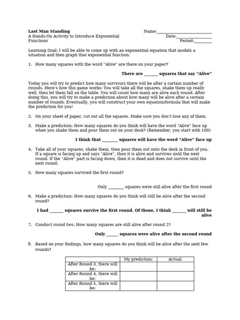 Exponential Functions Activity Pdf Exponential Function Function Mathematics