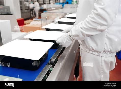 Conveyor Belt Food Automated Production Line In Modern Food Factory People Working Chicken