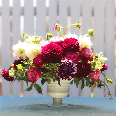 Dahlias And Roses Flower Arrangement — Floristinyou