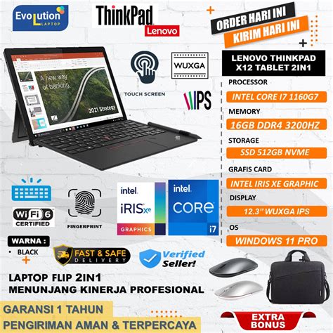 Jual Laptop 2in1 Tablet Lenovo Thinkpad X12 Intel Core I7 1160G7 Ram 16GB 512GB SSD IRIS XE