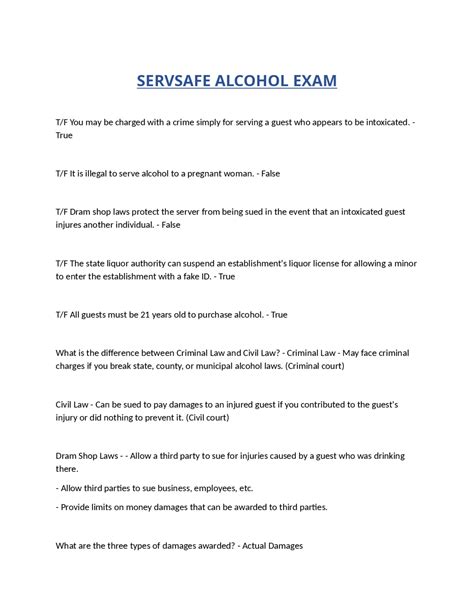 Servsafe Alcohol Exam Prep Key Laws Liabilities And Responsible
