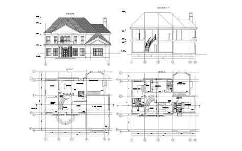 Two Story House Plans Detail Dwg File Cadbull Two Story House