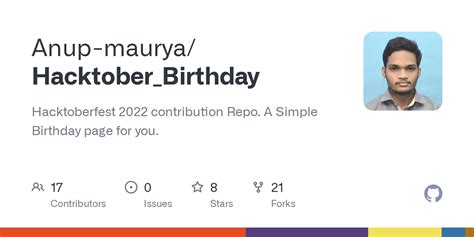 GitHub Anup Maurya Hacktober Birthday Hacktoberfest 2022