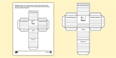Famous Filipino American Information Cube For 6th 8th Grade