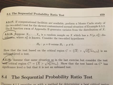 S The Sequential Probability Ratio Test 8 459 Carlo Chegg Com
