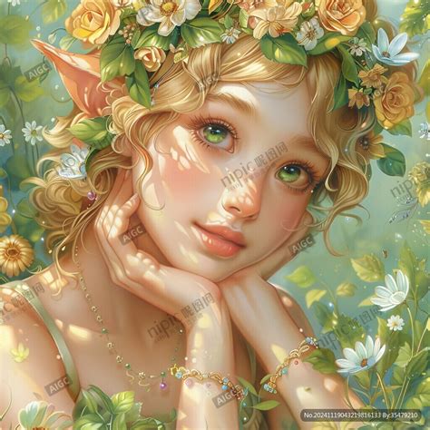 Ai创作图写实唯美插画 森系美少女插画 精灵女孩手绘 梦幻少女插画 欧美风女孩插画 欧美插画 插画梦幻女孩 花姑娘设计 厚涂少女 小绿叶女精灵 森林精灵女孩 梦幻女孩插画 厚涂头像 仙女包装