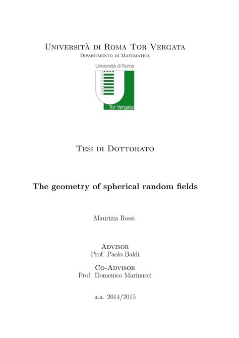 Pdf The Geometry Of Spherical Random Fields