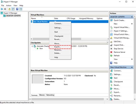 Hyper V How To Export Vm To Network Share