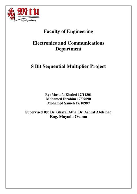 Solution 8 Bit Sequential Multiplier Project Using Vhdl Studypool