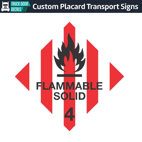 Hazard Class 4 Flammable Solid Placard Sign Truck Door Decals